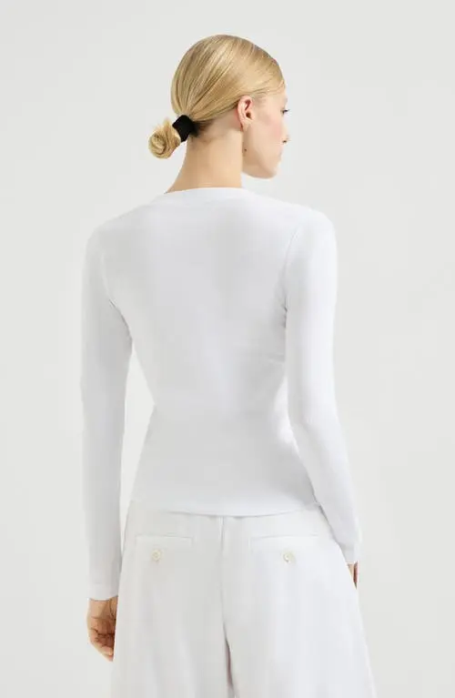 Brunello Cucinelli Ribbed Jersey T-shirt - White