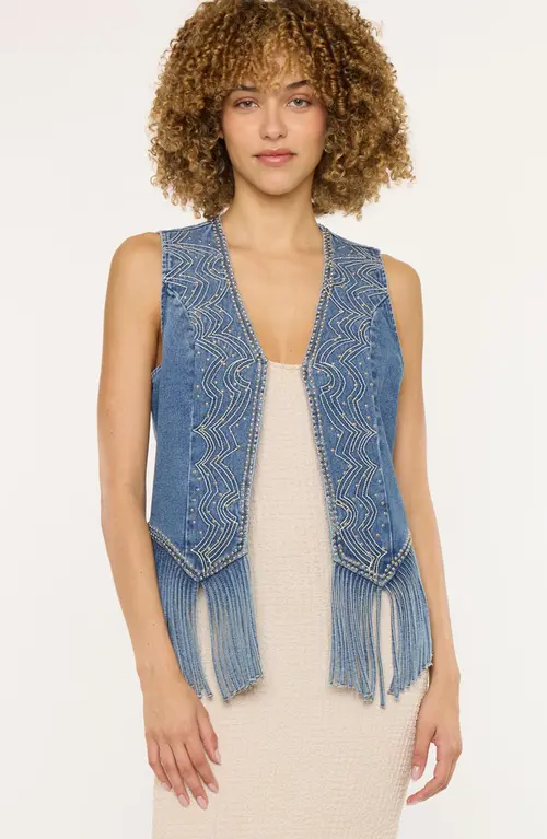 KANCAN Mabel Fringe Denim Vest