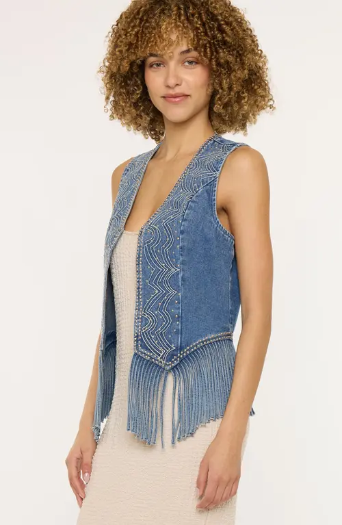 KANCAN Mabel Fringe Denim Vest