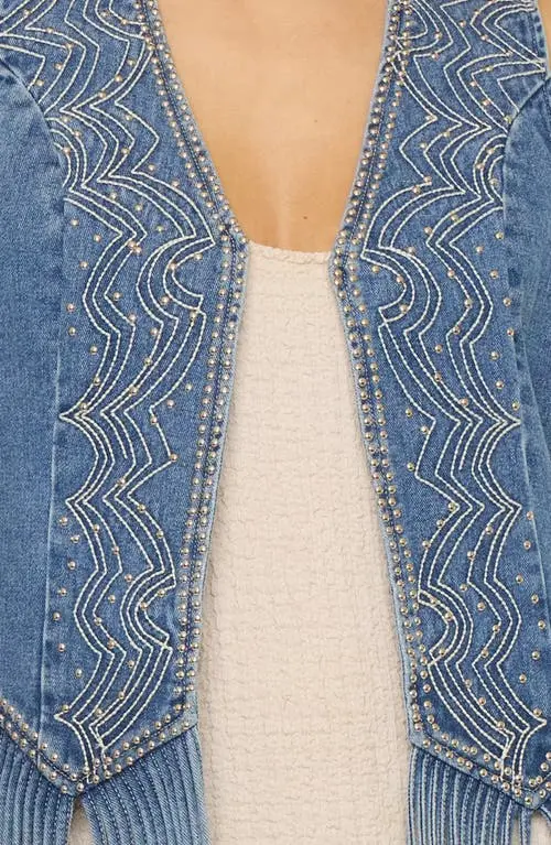 KANCAN Mabel Fringe Denim Vest