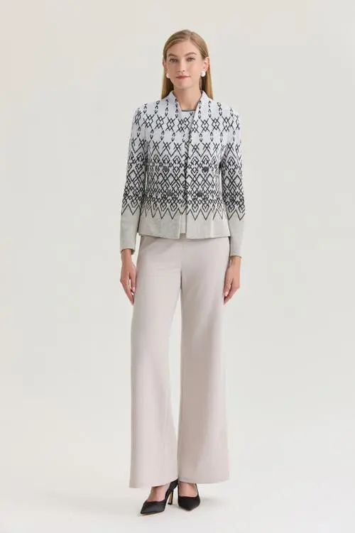 Ming Wang Tailored Diamond Jacquard Knit Jacket