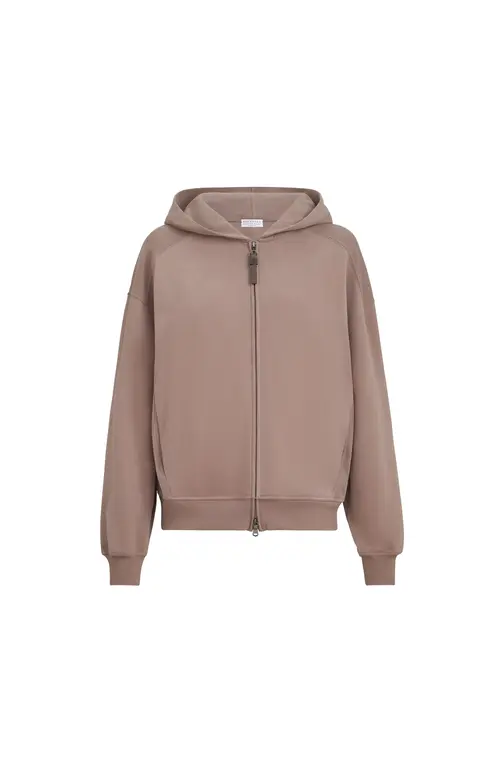 Brunello Cucinelli Smooth Cotton French Terry Zip-up Hoodie - Brown