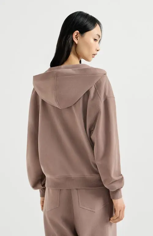 Brunello Cucinelli Smooth Cotton French Terry Zip-up Hoodie - Brown