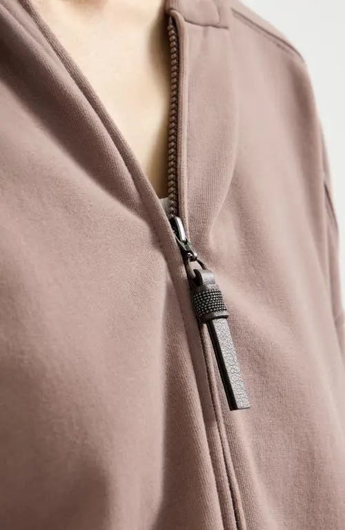 Brunello Cucinelli Smooth Cotton French Terry Zip-up Hoodie - Brown