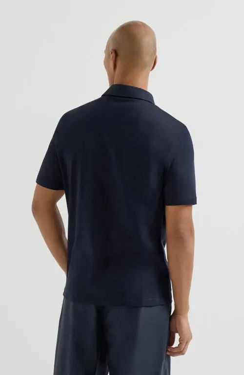 Brunello Cucinelli Polo With Shirt Collar - Navy Blue