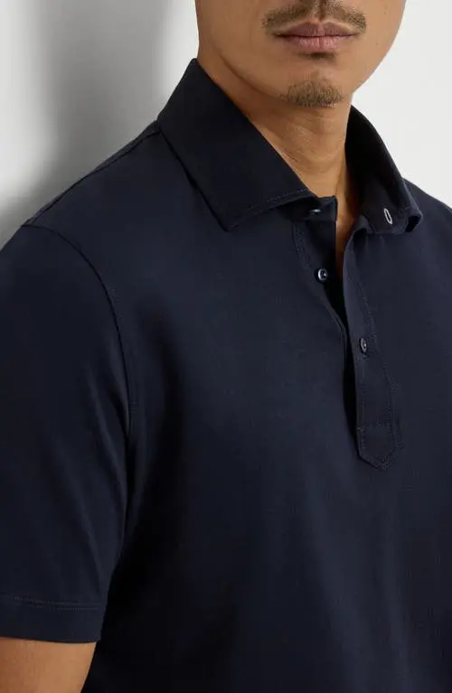 Brunello Cucinelli Polo With Shirt Collar - Navy Blue