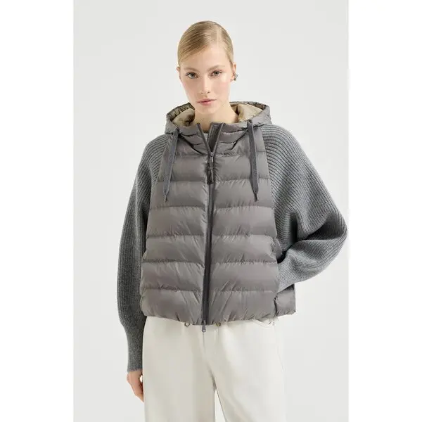 Brunello Cucinelli Nylon Hooded Down Jacket - Grey