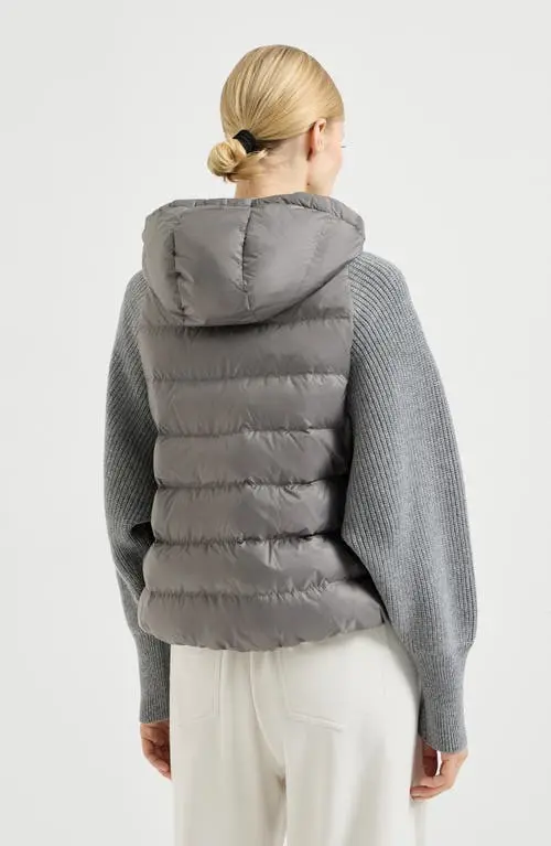 Brunello Cucinelli Nylon Hooded Down Jacket - Grey