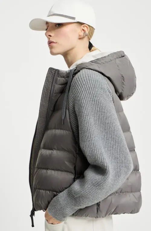 Brunello Cucinelli Nylon Hooded Down Jacket - Grey