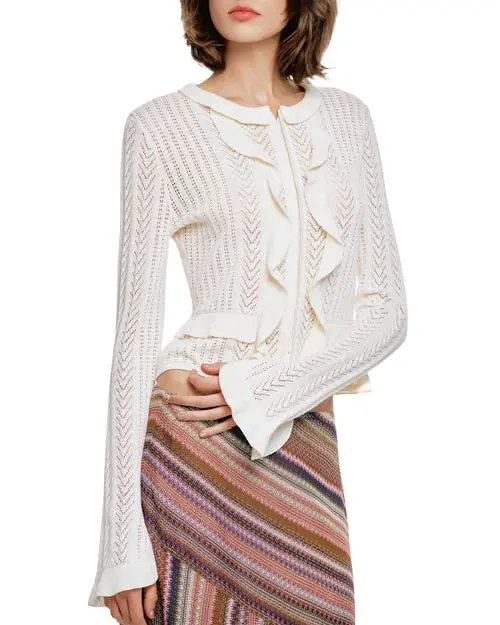 Anna Sui Victorian Pointelle Cardigan - Cream