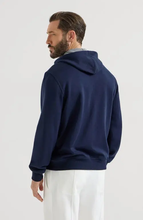 Brunello Cucinelli Double Cloth Zip Up Sweatshirt - Cobalt