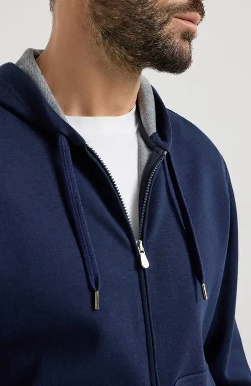 Brunello Cucinelli Double Cloth Zip Up Sweatshirt - Cobalt