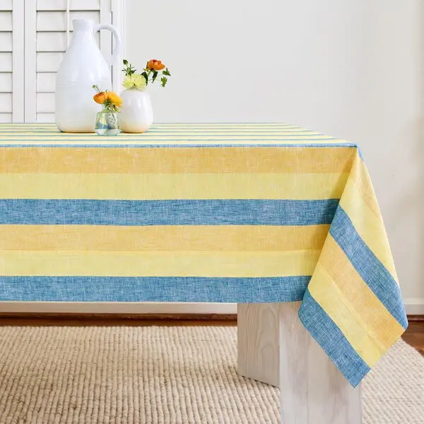 SOLINO HOME Linen Tableclothcabana Stripe - Bright Summer Stripe