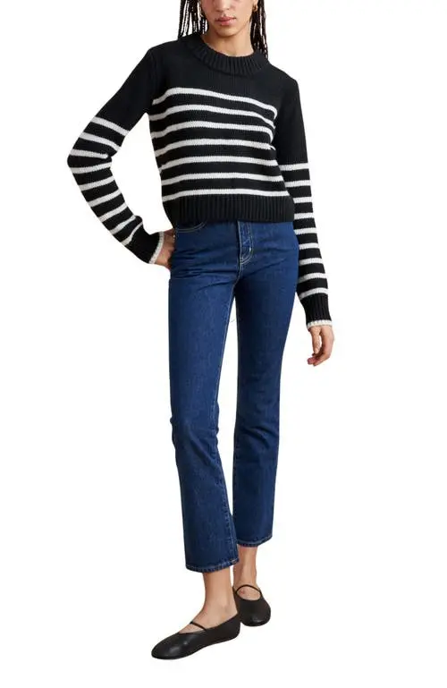 LA LIGNE Striped Wool-cashmere Sweater - Black/cream
