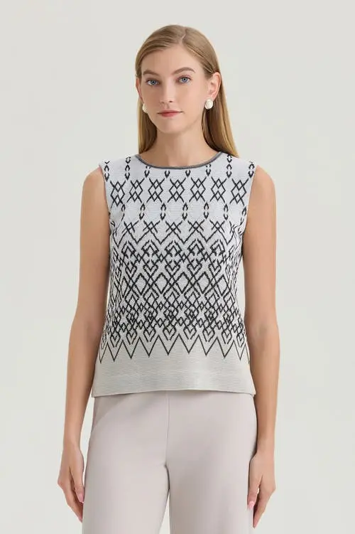 Ming Wang Diamond Jacquard Knit Tank