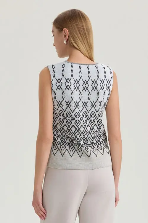 Ming Wang Diamond Jacquard Knit Tank