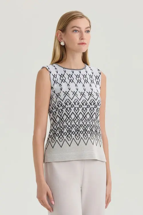 Ming Wang Diamond Jacquard Knit Tank