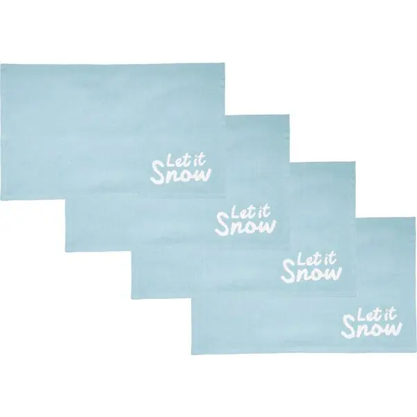 CAROL & FRANK Christmas Holiday Tufted Solid Placemats Set Of 4 - Blue