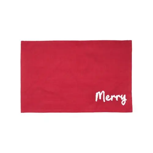 CAROL & FRANK Christmas Holiday Tufted Solid Placemats Set Of 4 - Red