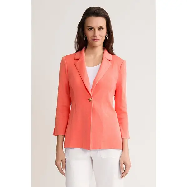 Ming Wang Tailored Single Button Knit Jacket - Plumeria