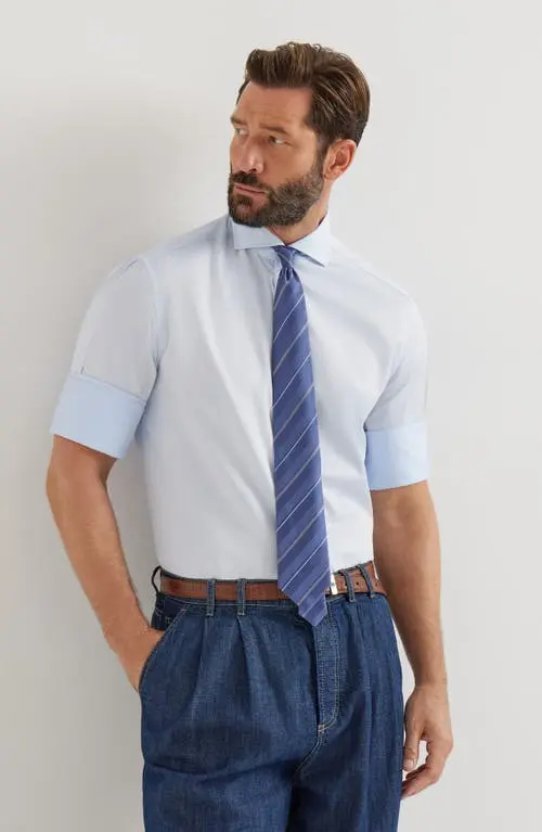 Brunello Cucinelli Spread Collar Shirt - Azure