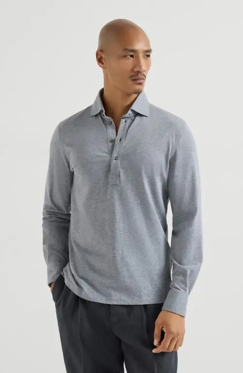 Brunello Cucinelli Polo With Shirt Collar - Medium Grey