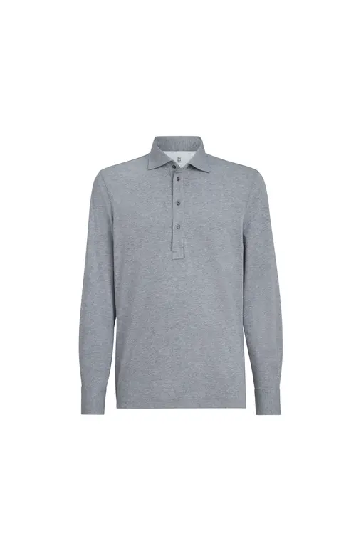 Brunello Cucinelli Polo With Shirt Collar - Medium Grey