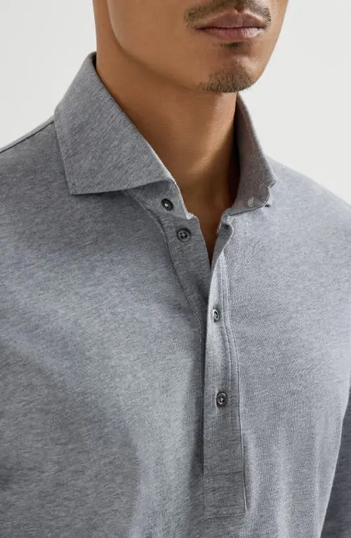 Brunello Cucinelli Polo With Shirt Collar - Medium Grey