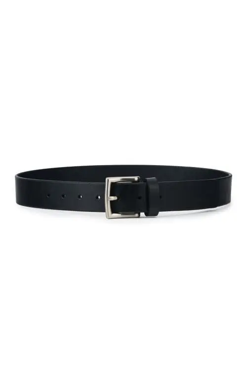 EZRA ARTHUR Leather Belt With Brass Buckle - Black And Nickel