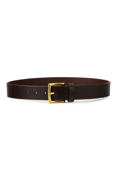 EZRA ARTHUR Leather Belt With Brass Buckle - Brown And Brass
