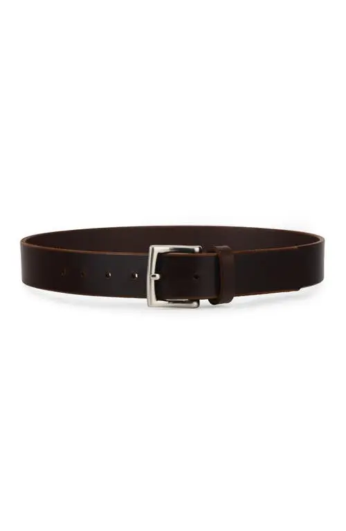 EZRA ARTHUR Leather Belt With Brass Buckle - Brown And Nickel