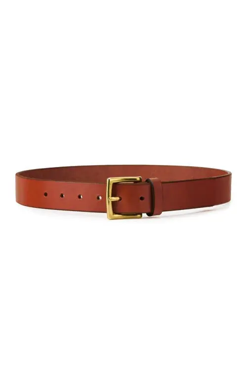 EZRA ARTHUR Leather Belt With Brass Buckle - Cognac And Brass
