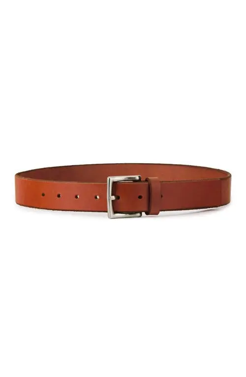 EZRA ARTHUR Leather Belt With Brass Buckle - Cognac And Nickel