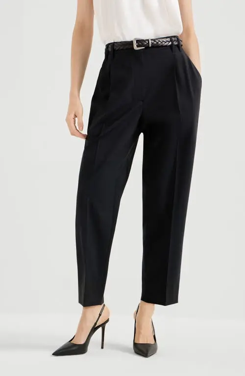 Brunello Cucinelli Slouchy Virgin Wool Blend Trousers - Lignite Grey