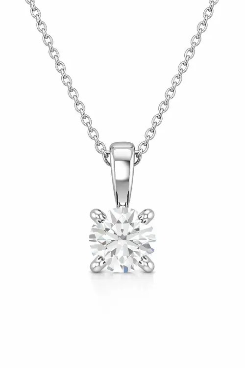 BALACIA Lab Diamond Solitaire Necklace - 14k White Gold