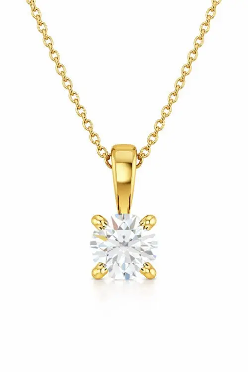 BALACIA Lab Diamond Solitaire Necklace - 14k Yellow Gold