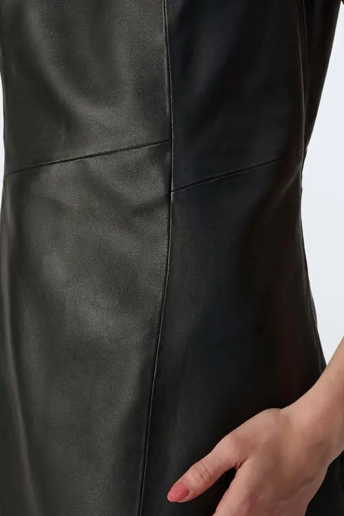 FURNIQ UK Selene Leather Mini Dress - Black