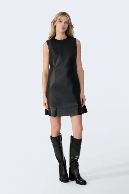 FURNIQ UK Selene Leather Dress - Black