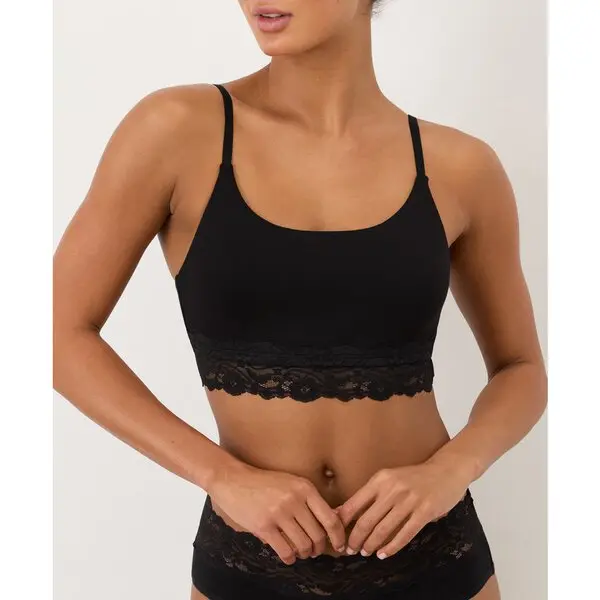 PACT Lace Modern Scoop Bralette Made With Organic Cotton - Black