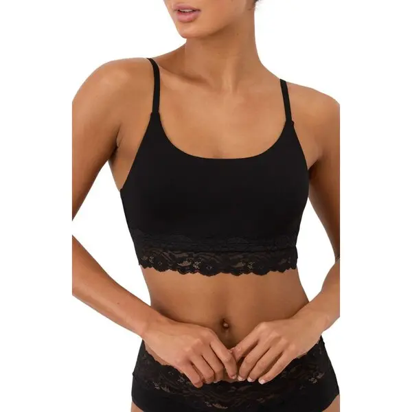 PACT Lace Modern Scoop Bralette Made With Organic Cotton - Black