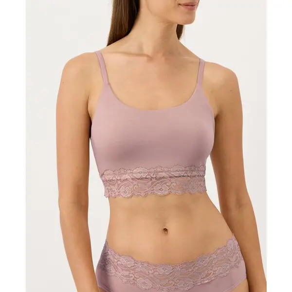 PACT Lace Modern Scoop Bralette Made With Organic Cotton - Dusted Violet