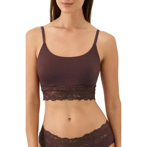 PACT Lace Modern Scoop Bralette Made With Organic Cotton - Plum