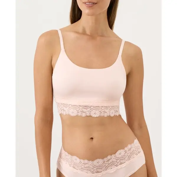 PACT Lace Modern Scoop Bralette Made With Organic Cotton - Soft Pink