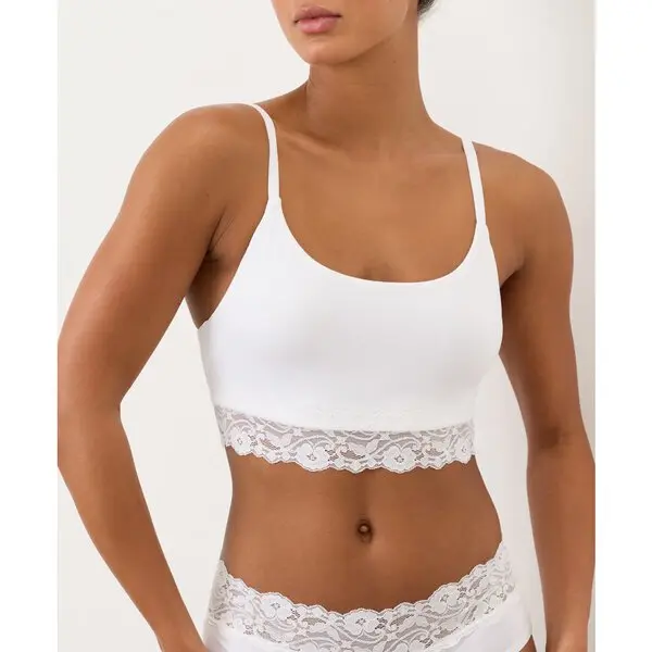 PACT Lace Modern Scoop Bralette Made With Organic Cotton - White