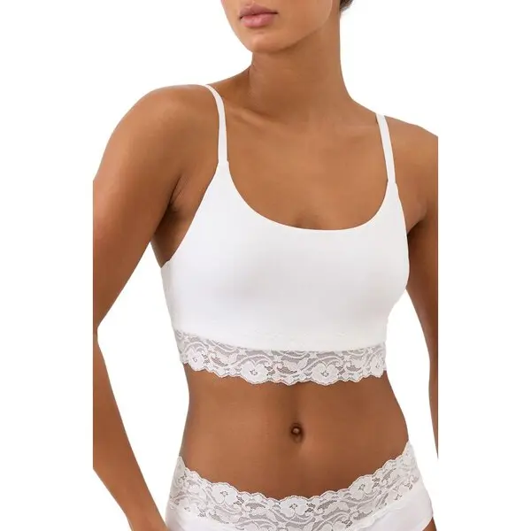PACT Lace Modern Scoop Bralette Made With Organic Cotton - White