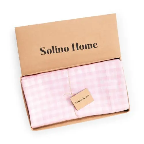 SOLINO HOME Linen Tableclothgingham Check - Marshmellow Pink