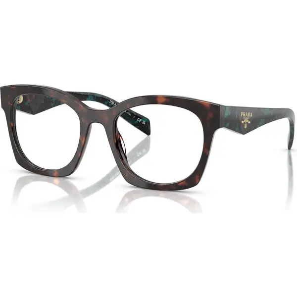 Prada 52mm Irregular Full Rim Eyeglasses - Tortoise