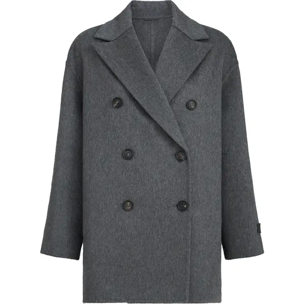 Brunello Cucinelli Cashmere Double Beaver Cloth Pea Coat - Anthracite