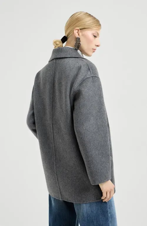 Brunello Cucinelli Cashmere Double Beaver Cloth Pea Coat - Anthracite