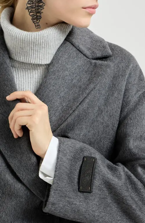 Brunello Cucinelli Cashmere Double Beaver Cloth Pea Coat - Anthracite